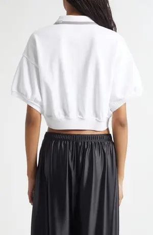 Alexander Wang Cinched Crop Cotton Polo - White