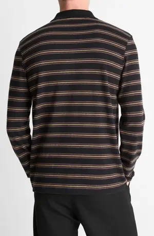 Vince Striped Long Sleeve Jersey Polo