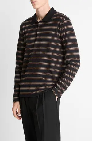 Vince Striped Long Sleeve Jersey Polo