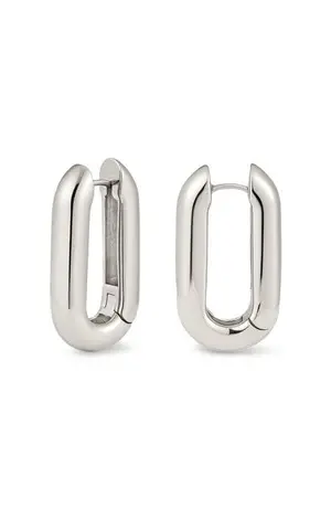 MADE BY MARY Sol Paperclip Hoop Earrings - Rhodium Plated