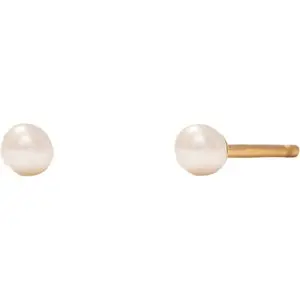 MADE BY MARY Mini Pearl Stud Earrings - Gold Vermeil