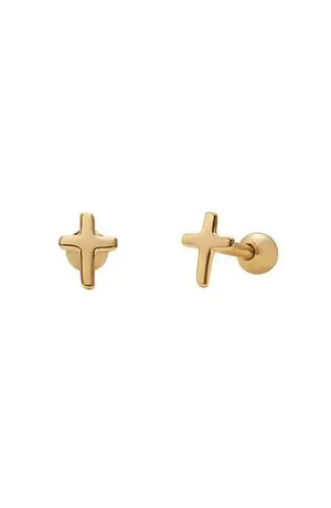 MADE BY MARY Cross Stud Earrings Gold Vermeil