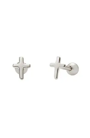 MADE BY MARY Cross Stud Earrings - Silver