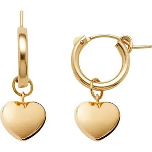 MADE BY MARY Puffy Heart Hoop Charm Earrings - Gold Filled