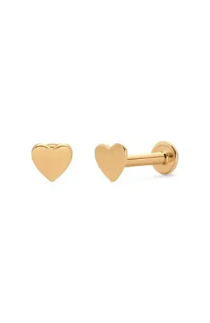MADE BY MARY 14k Heart Stud Earring - 14k Solid Gold - Pair