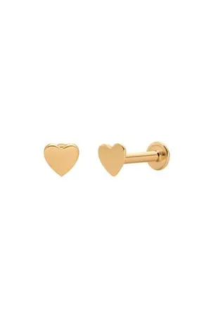 MADE BY MARY 14k Heart Stud Earring - 14k Solid Gold - Pair