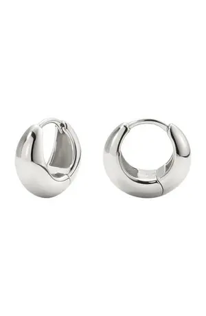 MADE BY MARY Gloss Huggie Hoop Earrings - Silver