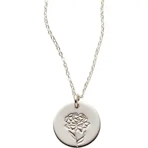MADE BY MARY January Birth Flower Disc Necklace - Silver