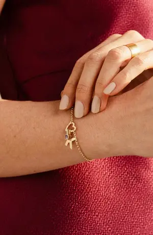 MADE BY MARY Rolo Charm Bracelet With Cz Link Lock - Silver