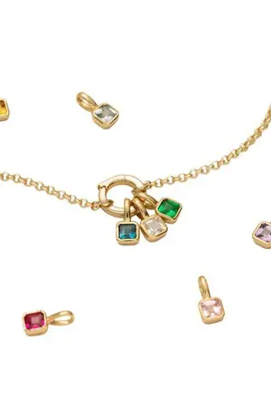 MADE BY MARY Rolo Charm Bracelet With Cz Link Lock - Silver