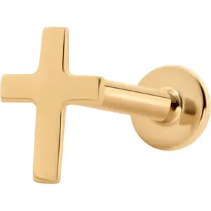 MADE BY MARY 14k Cross Stud Earring - 14k Solid Gold - Single