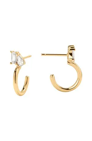 MADE BY MARY Toi Et Moi Hoop Earrings - Gold Vermeil