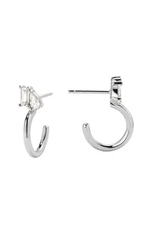 MADE BY MARY Toi Et Moi Hoop Earrings - Silver