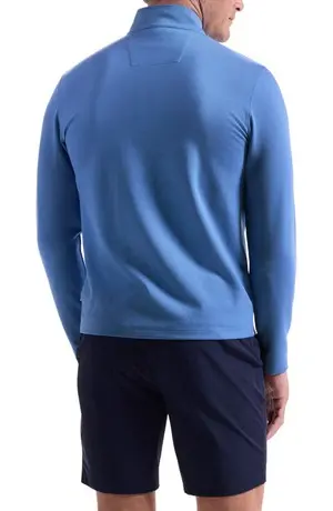 Bugatchi Solid Quarter Zip Pullover - Classic Blue