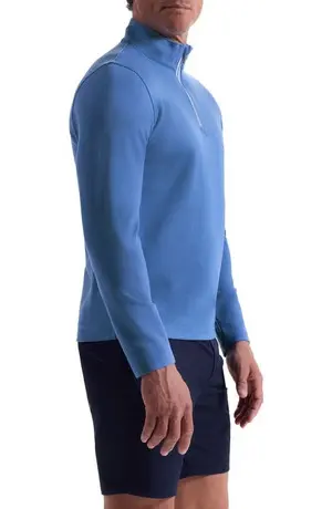 Bugatchi Solid Quarter Zip Pullover - Classic Blue