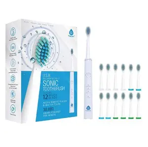 PURSONIC Usb Rechargeable Sonic Toothbrush With 12 Brush Headswhite - White