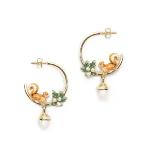 BILL SKINNER STUDIO Hoop Drop Earrings - Squirrel & Acorn