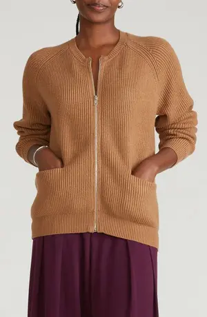 Universal Standard Vicki Zip-up Cardigan - Camel