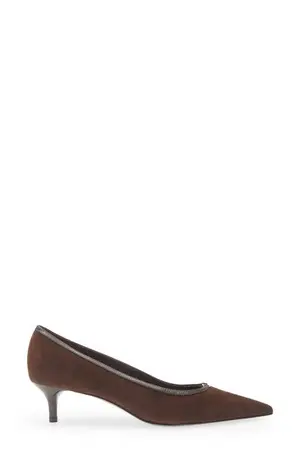 Tory Burch Double T Buckle Kitten Heel Pump - Dark Cocoa/dark Cocoa