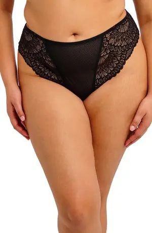 Elomi Tiernie Lace & Mesh Thong Black