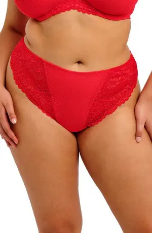 Elomi Tiernie Lace & Mesh Thong - Red