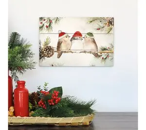 SINCERE SURROUNDINGS 16' Christmas Birds Art Ru Stic Pallet - One-color