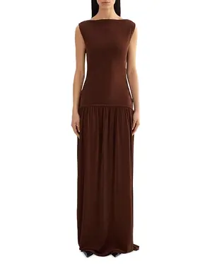 LAMARQUE Drop Waist Maxi Dress - Brown