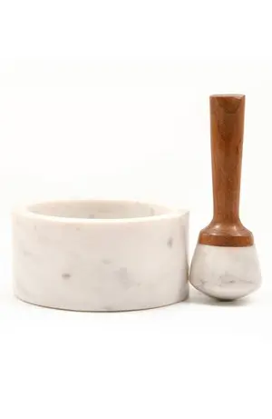 VERVE CULTURE Marble Mortar And Pestle - White