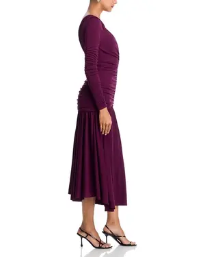 Cinq À Sept Evedene Ruched Midi Dress
