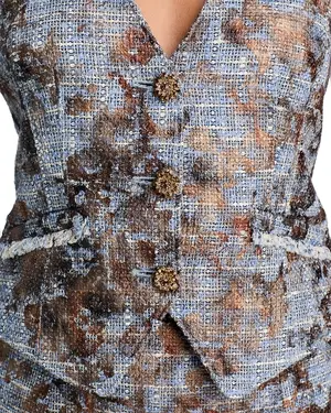Cinq À Sept Foil Printed Tweed Vest