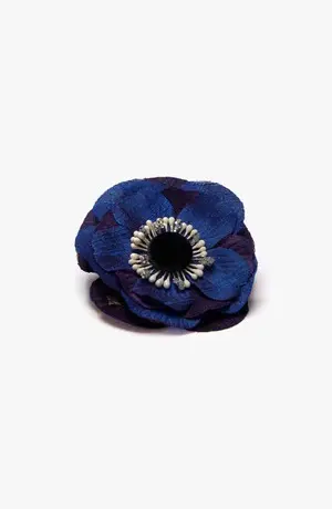 HELENA SIMON The Anemone Floral Brooch - Indigo