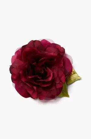 HELENA SIMON Rose Floral Brooch - Red