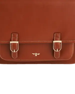 FABLE ENGLAND Classic Satchel With Bee Plaque - Tan