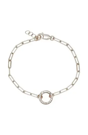 MADE BY MARY Jude Charm Bracelet With Cz Link Lock - Silver