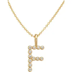 MADE BY MARY Cz Poppy Initial Pendant Necklace - Gold Vermeil Initial F