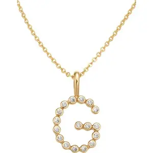 MADE BY MARY Cz Poppy Initial Pendant Necklace - Gold Vermeil Initial G