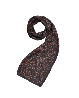 FABLE ENGLAND Deco Blooms Silky Lightweight Scarf - Black