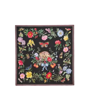 FABLE ENGLAND Fruity Floral Narrative Square Scarf - Black
