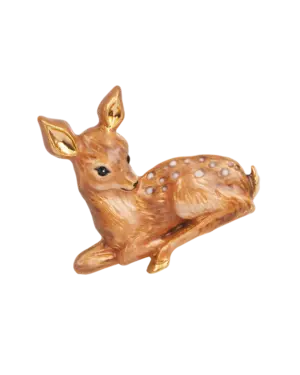 FABLE ENGLAND Resting Fawn Enamel Brooch