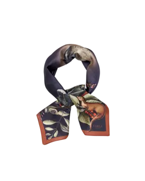 FABLE ENGLAND Wolf Garden Narrative Square Scarf - Navy