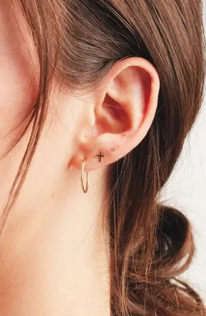 MADE BY MARY 14k Gold Bead Stud Earring - 14k Solid Gold - Pair