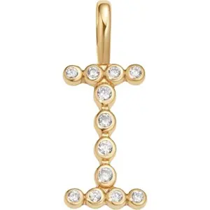 MADE BY MARY Cz Poppy Charm - Gold Vermeil Initial I
