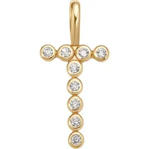 MADE BY MARY Cz Poppy Charm - Gold Vermeil Initial T
