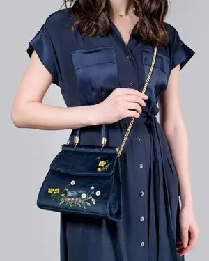 FABLE ENGLAND Blackbird Mini Top Handle Bag - Navy