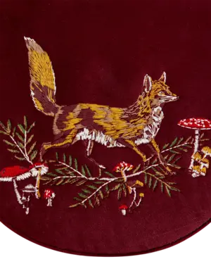 FABLE ENGLAND Fox & Mushroom Embroidered Saddle Bag - Red