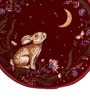 FABLE ENGLAND Star Gazing Rabbit Embroidered Circle Bag - Ruby Red