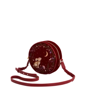 FABLE ENGLAND Star Gazing Rabbit Embroidered Circle Bag - Ruby Red
