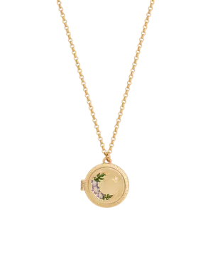 FABLE ENGLAND Nightshade Moon Locket Chain Necklace - Gold