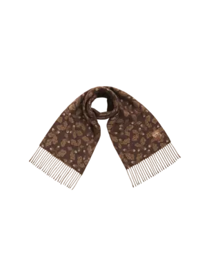 FABLE ENGLAND Chocolate Acorn Jacquard Scarf - Caramel & Chocolate