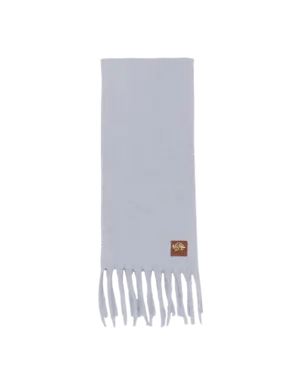 FABLE ENGLAND Cosy Blue Boucle Scarf - Ice Blue
